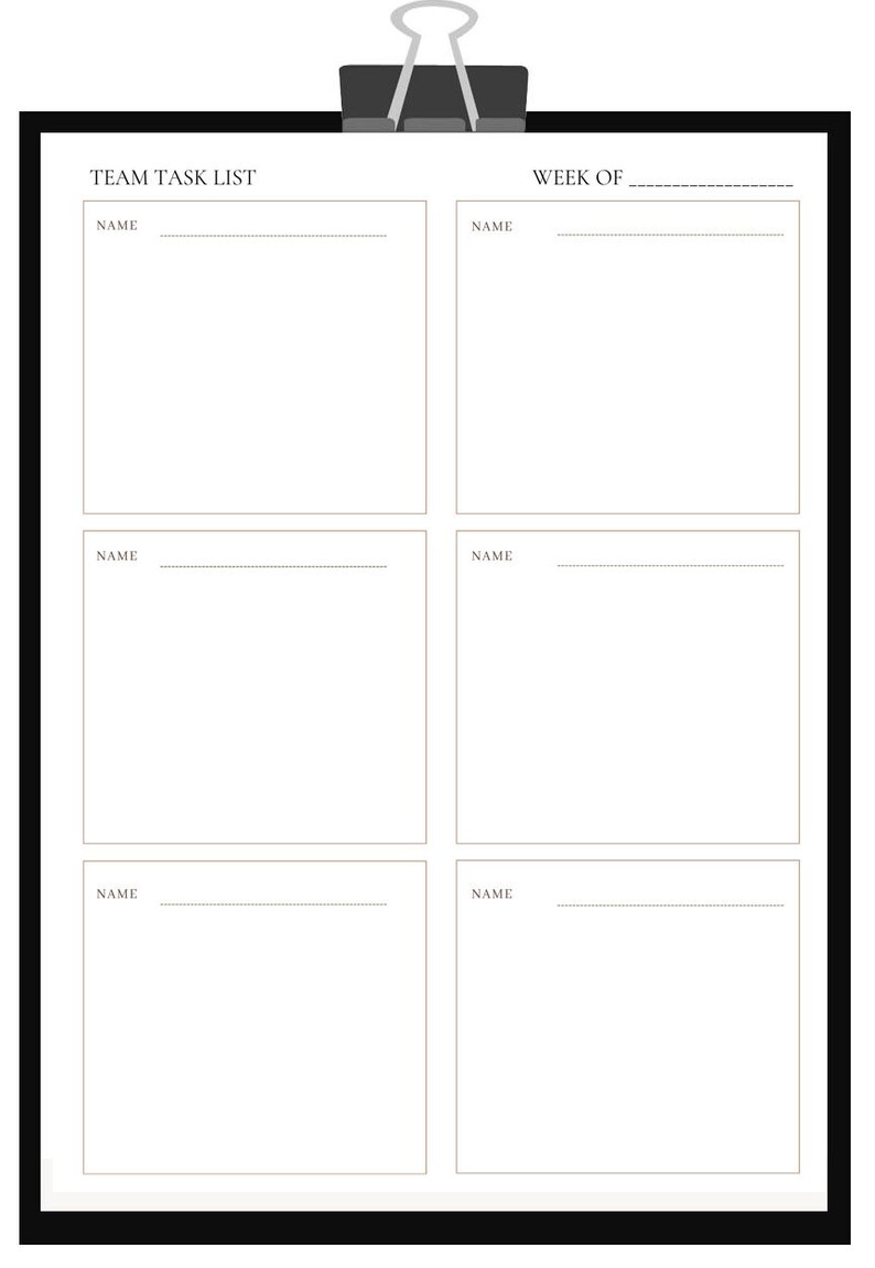 Collaborative Team Work Assignment Chart Team Work Planner - Etsy