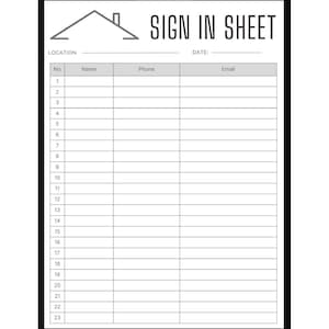 Realtor Open House Sign in Sheet Template, Instant Download Sign in ...