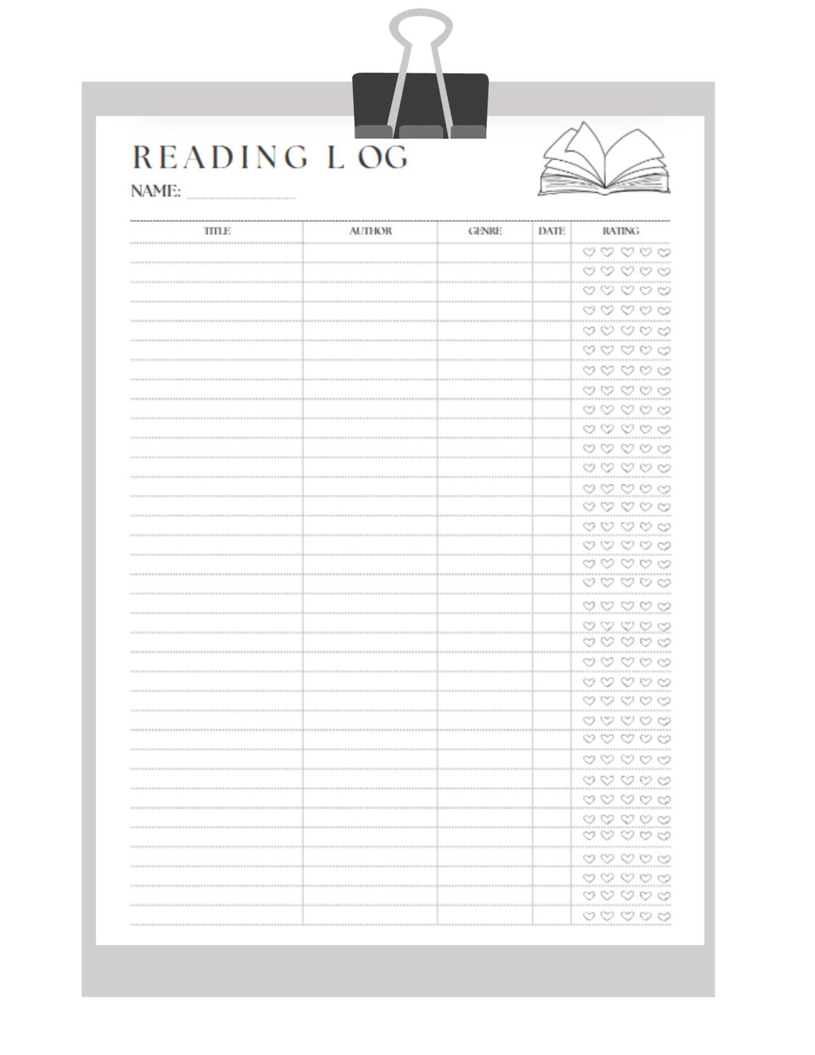 Reading Log Printable| Book Tracker for Students and Teachers | Letter ...