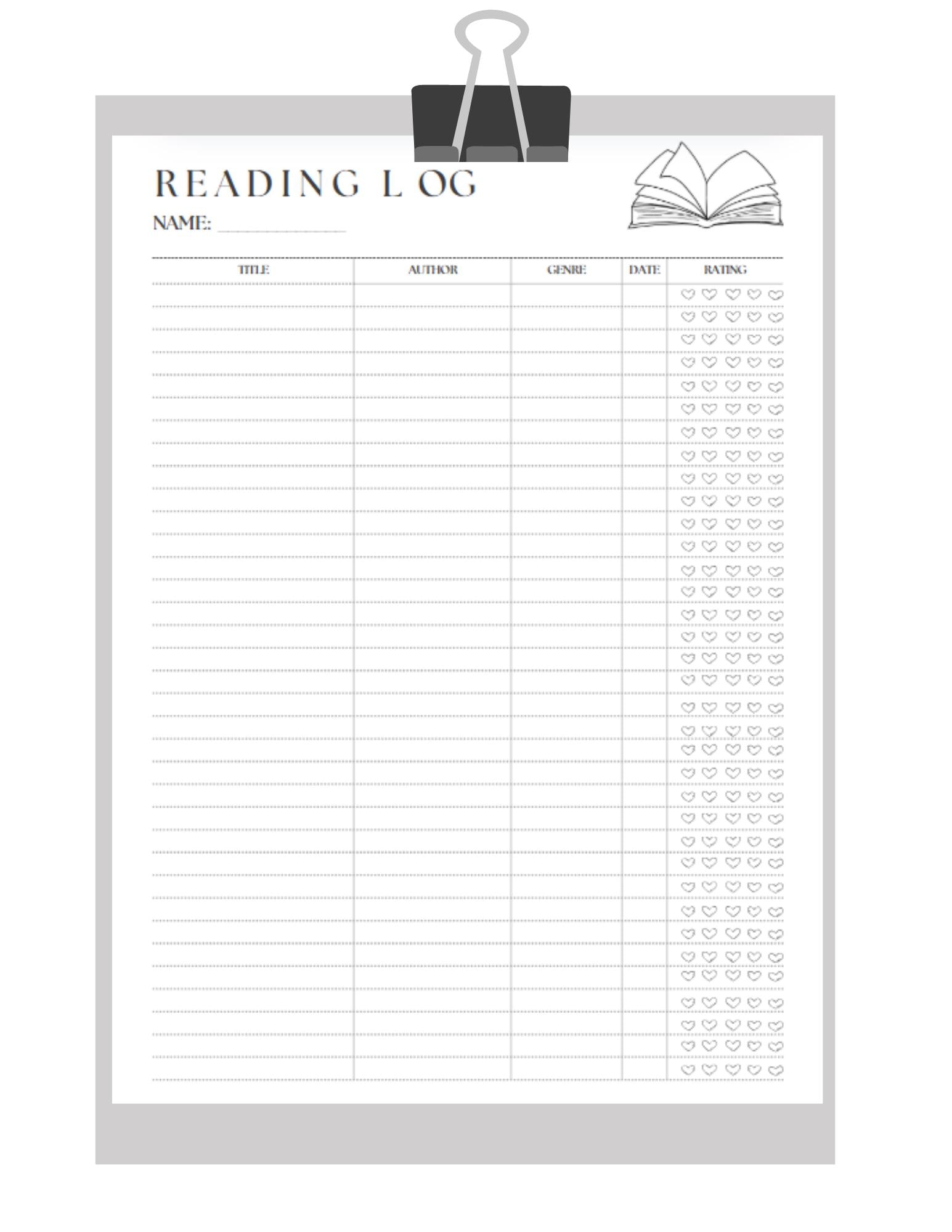 Reading Log Printable| Book Tracker for Students and Teachers | Letter ...
