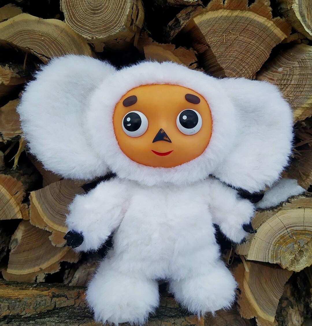 Adorable White Cheburashka Plush Toy – Soft Stuffed Animal, Vintage ...