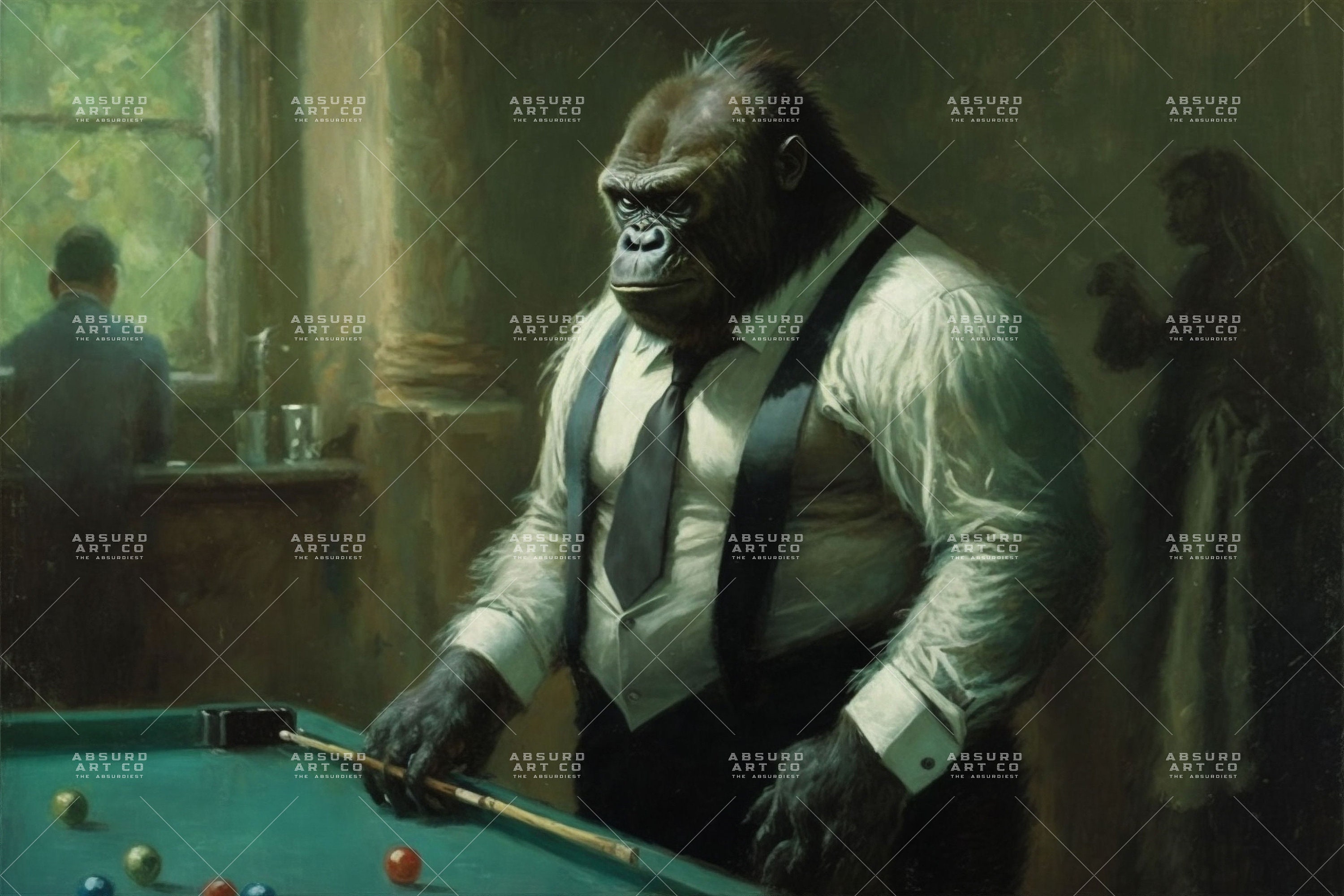 Darya the Billiards Gorilla, Absurd Oil Painting, Ai-generated Art ...