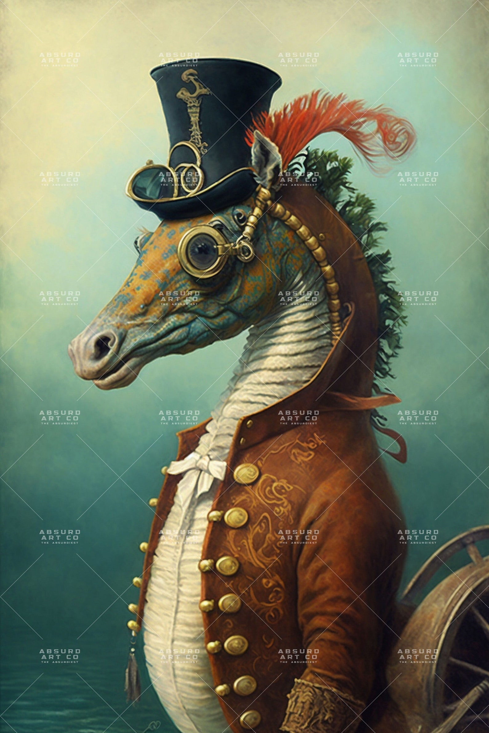 Eamon the Aristocrat Sea Horse, Absurd Oil Painting, Ai-generated Art ...