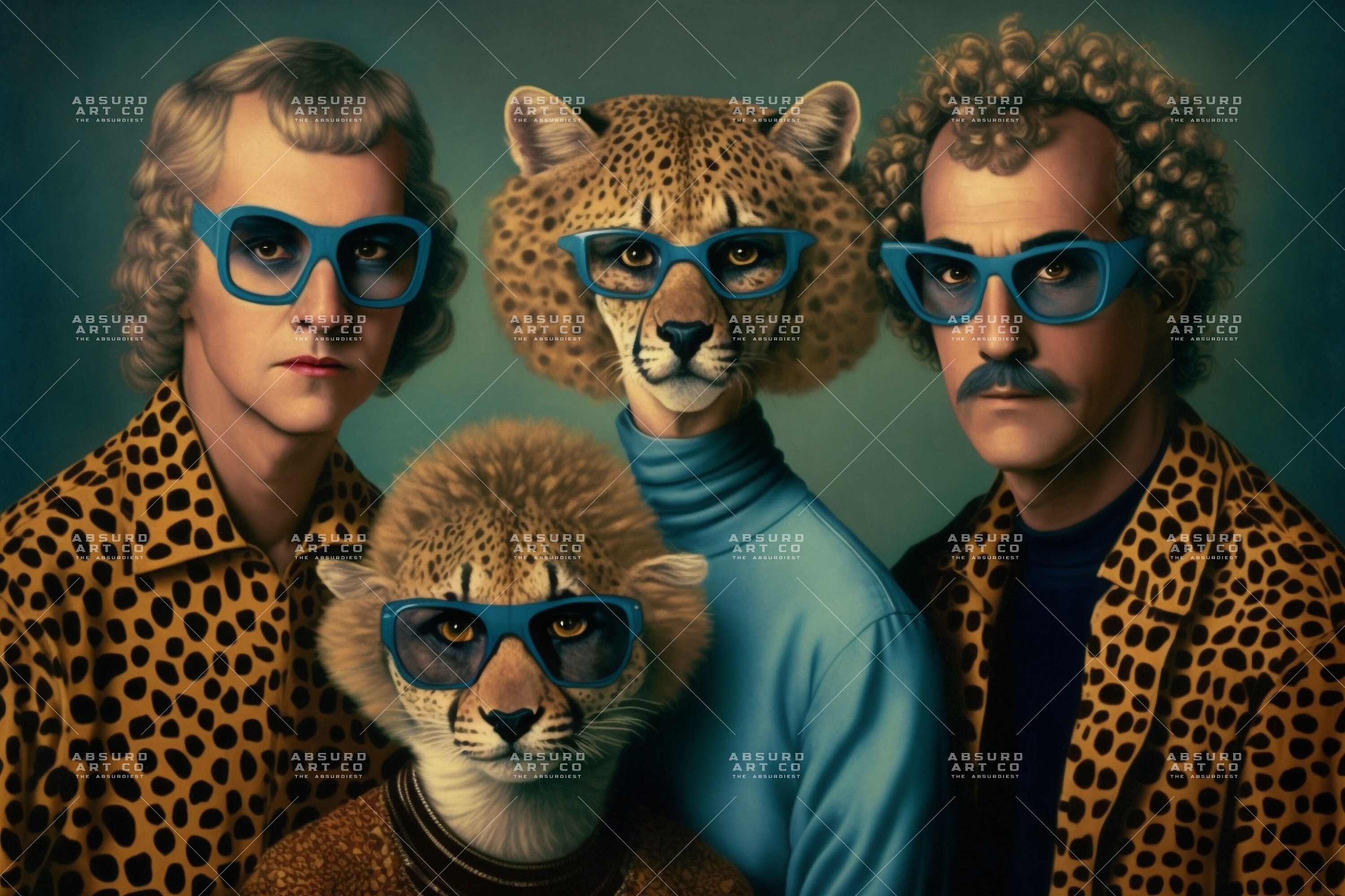 Cheetah Family Sears Style Portrait, Absurd Art, Fun Image, Ai ...