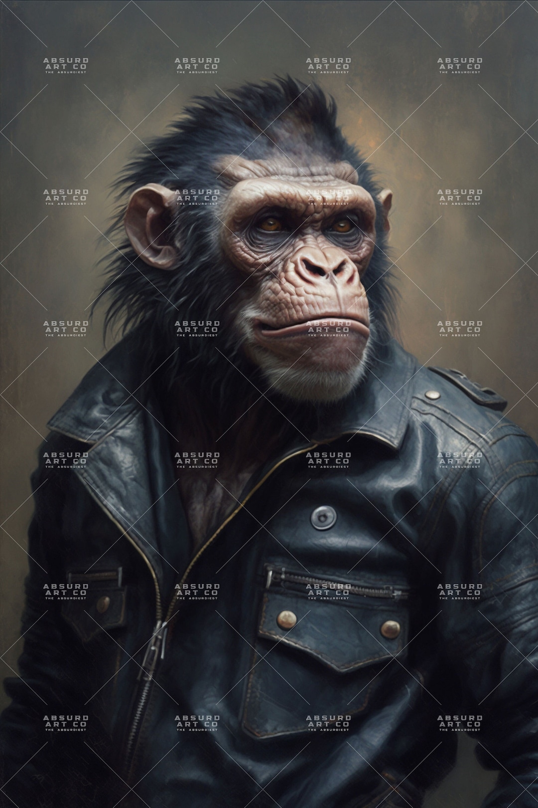 Fuzzlefluff the Chimpanzee Tough Guy, Absurd Oil Painting, Ai-generated ...