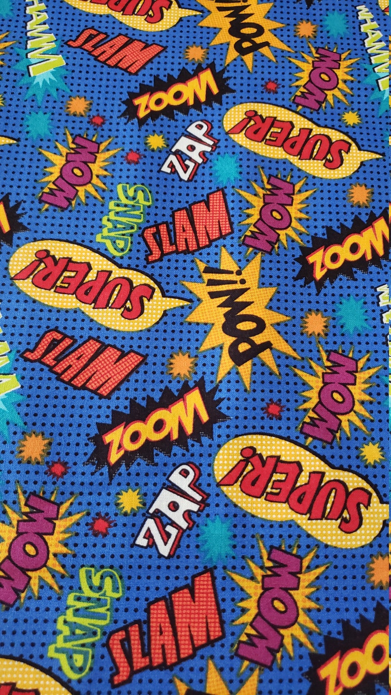 Superhero Action Words Material by the Yard - Etsy