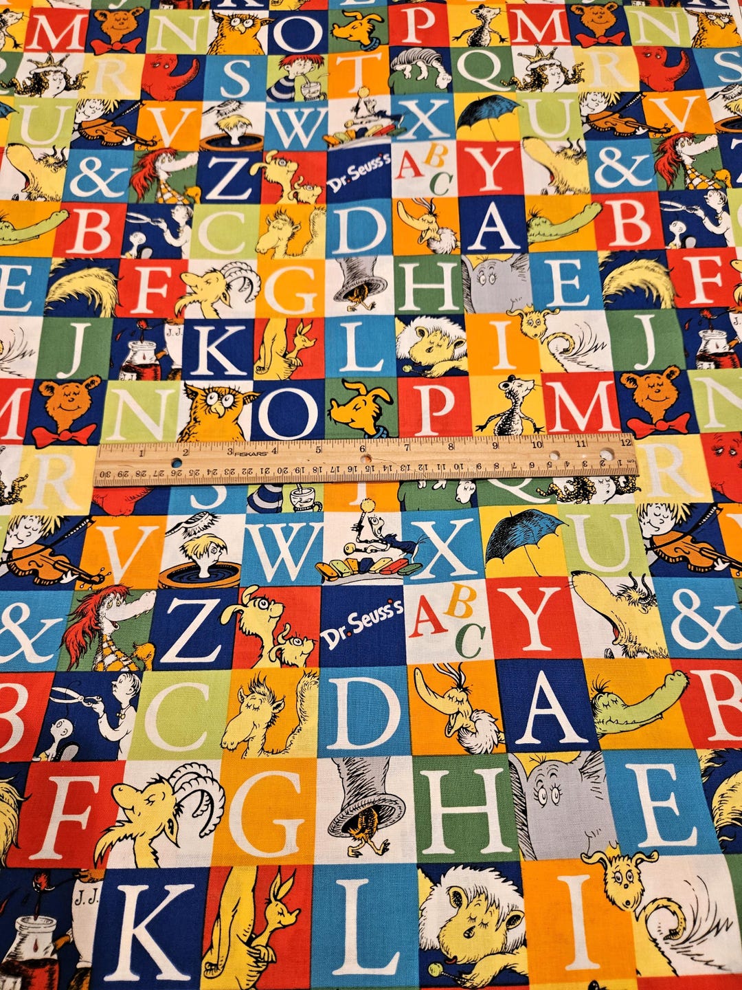Dr. Seuss Alphabet Squares Material by the Yard and is 100% Cotton - Etsy