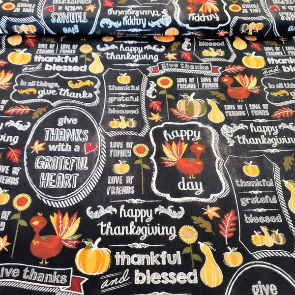 Give Thanks Fabric by the Yard - Etsy