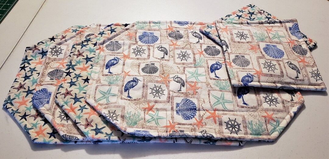 Beach Starfish Patchwork Reversible Beach Placemat and Potholder Set - Etsy