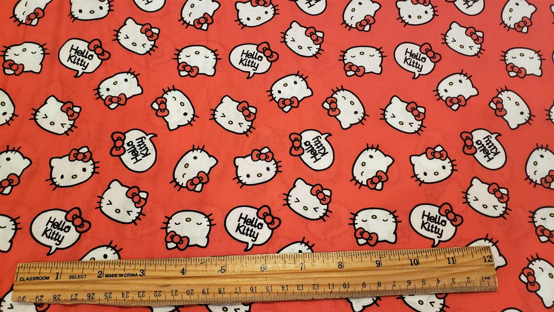 Hello Kitty Red Background Fabric by the Yard and 100% Cotton - Etsy