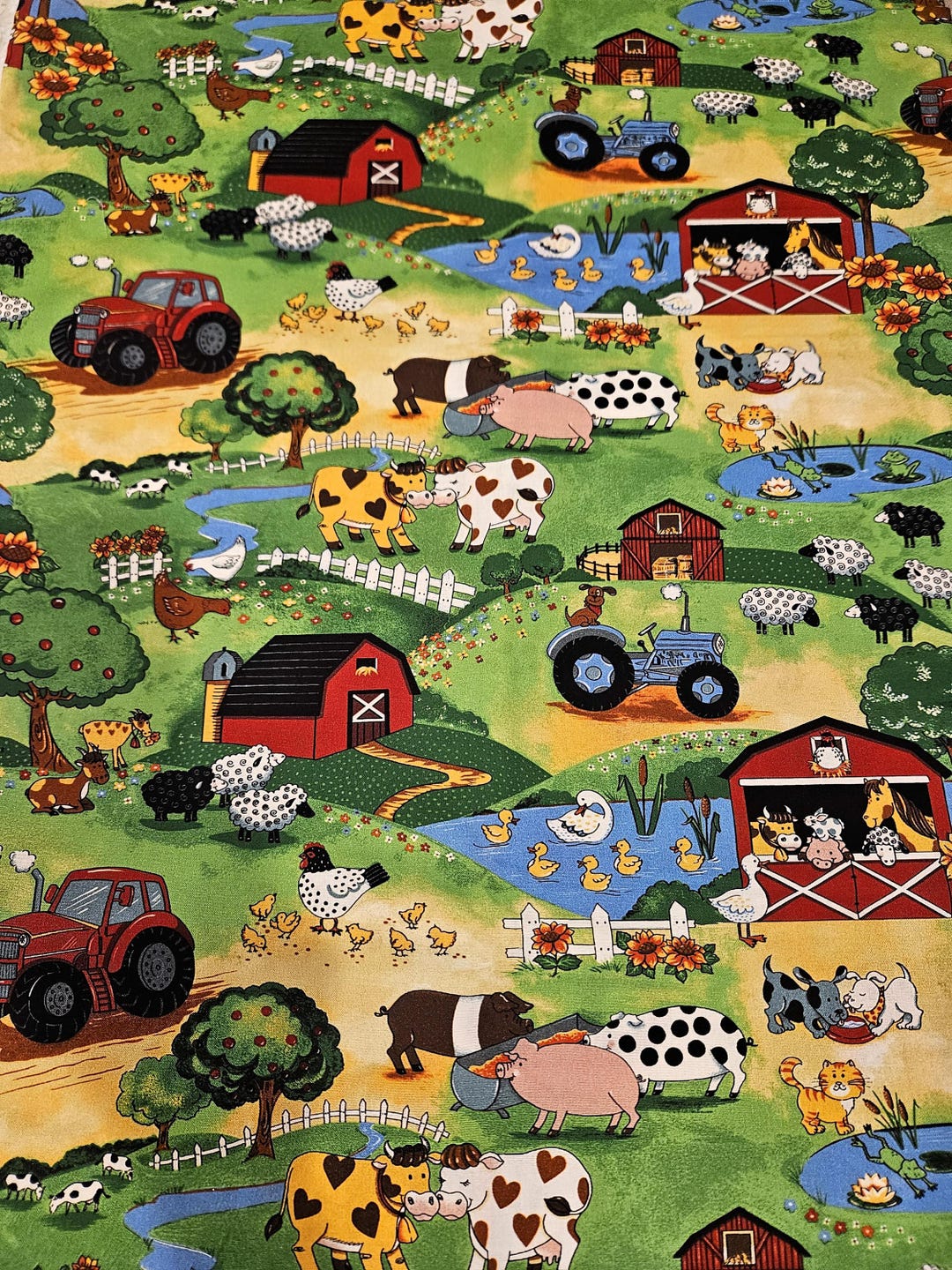 Country Farm Scene Material is Sold by the Yard and is 100% Cotton - Etsy