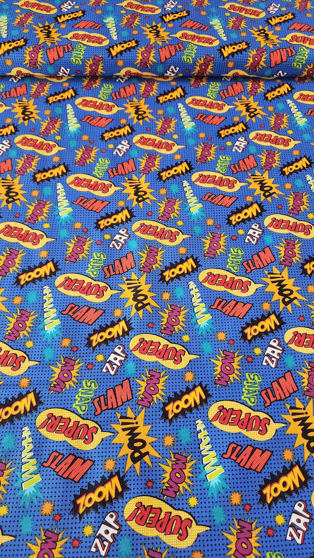 Superhero Action Words Material is Sold by the Yard and is 100% Cotton ...