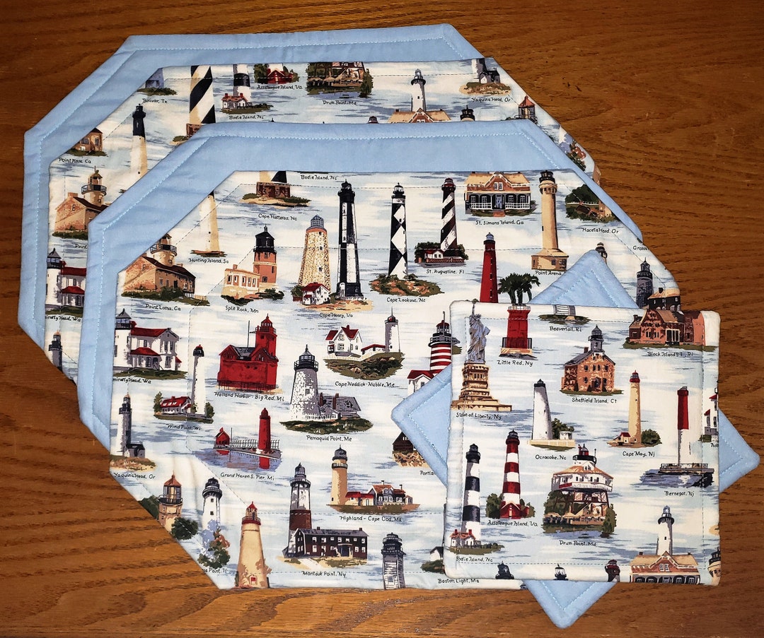 Lighthouse Placemats and Potholders 4 and 2 Set - Etsy