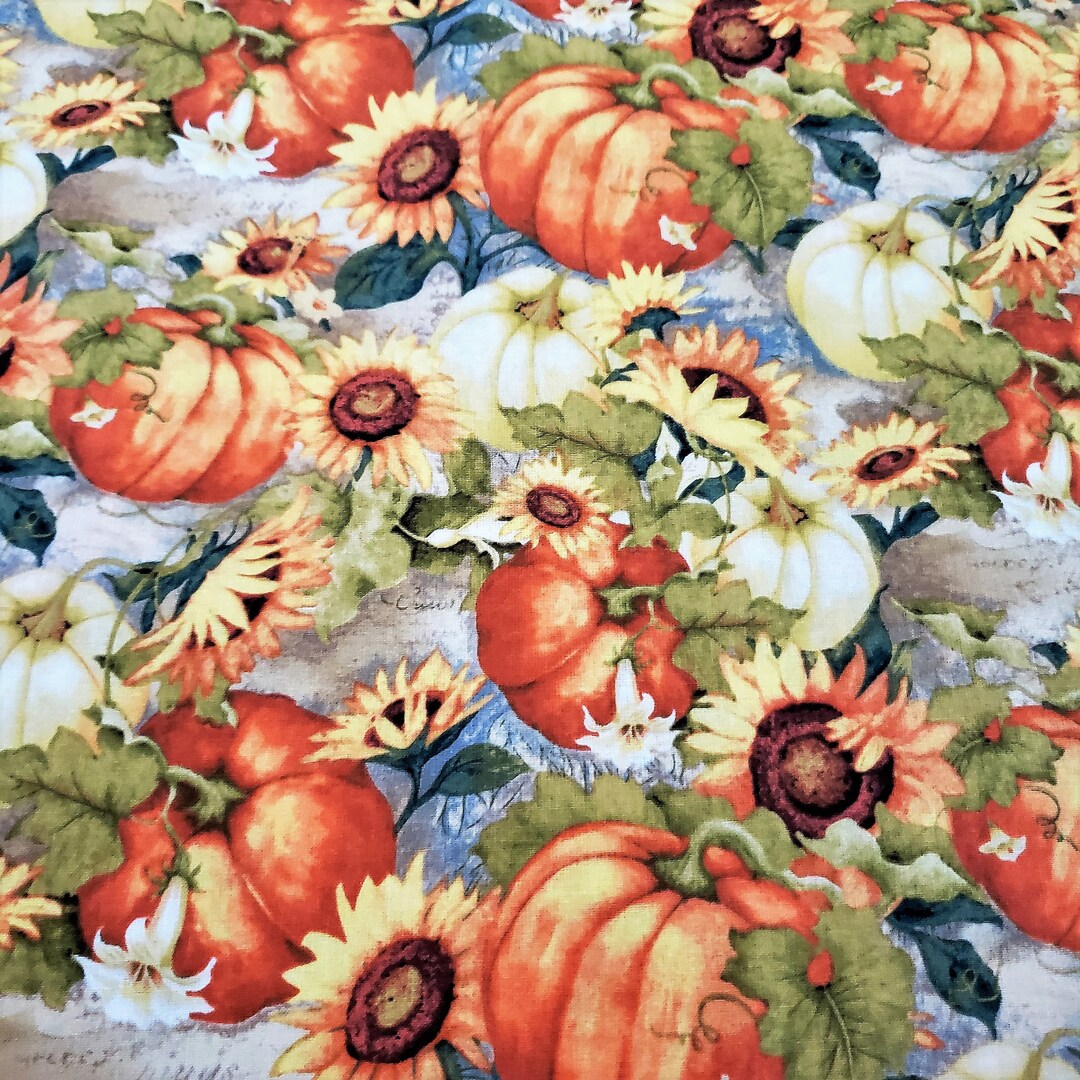 Pumpkin Harvest Thanksgiving Material is Priced by the Yard and is 100% ...