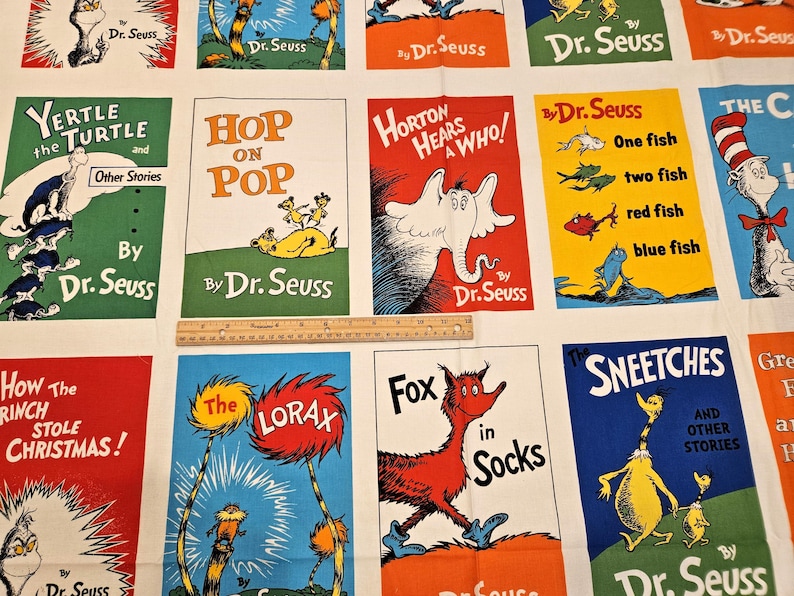 Dr. Seuss Book Covers Fabric Panel: 100% Cotton (23.5" X 45") - Etsy