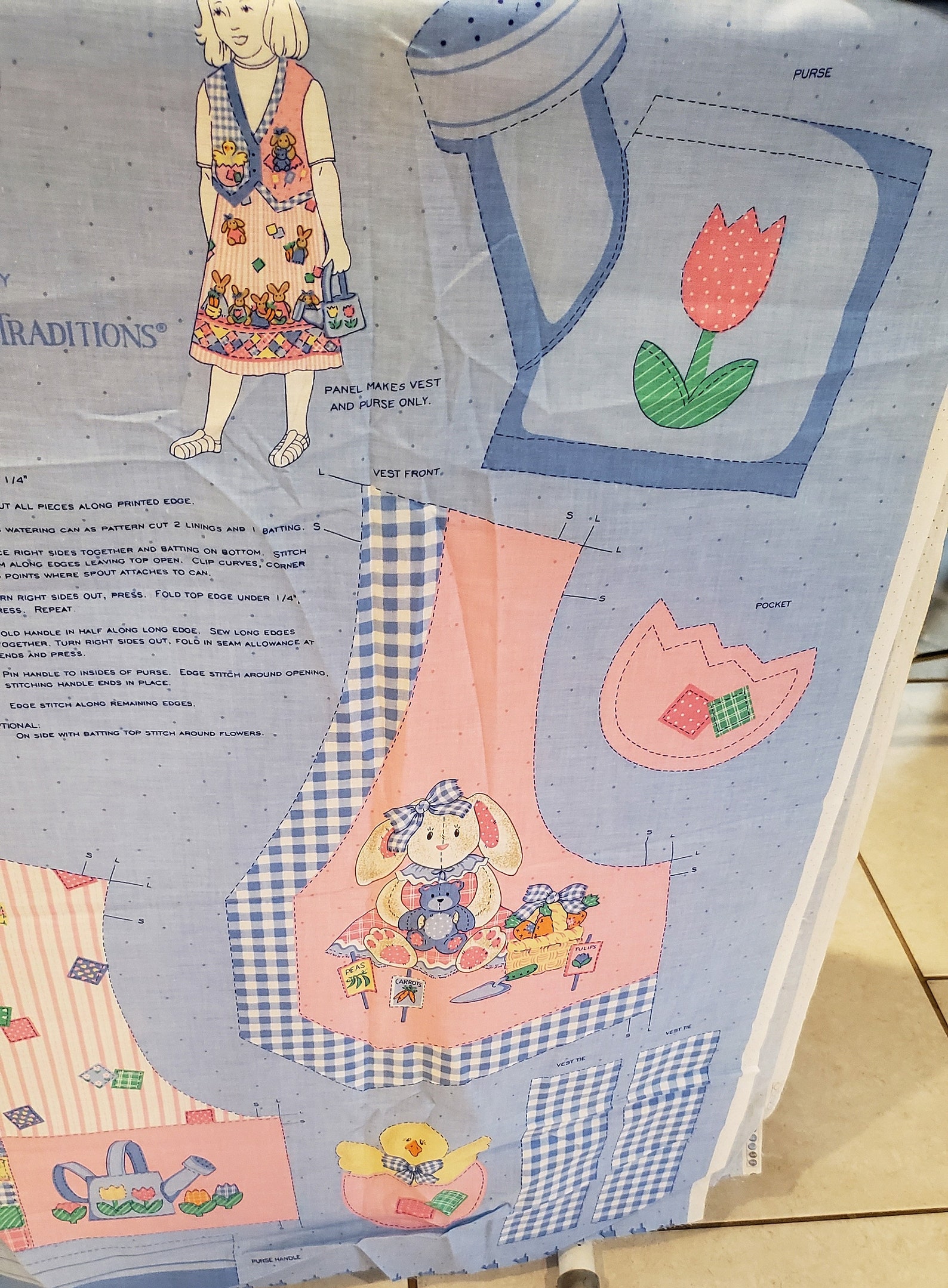 Easter Cottontail Kids Vest and Purse Panel 100% Cotton - Etsy