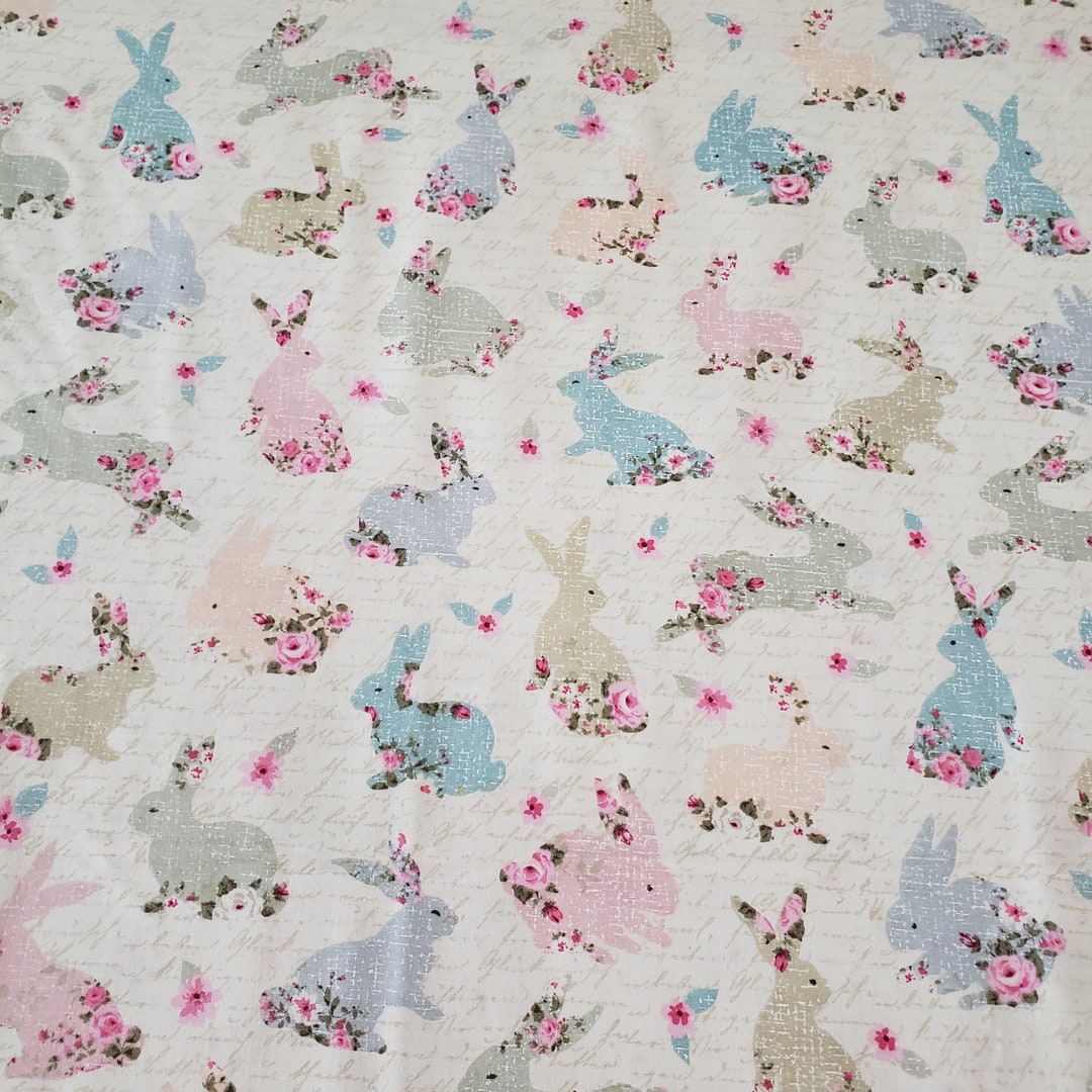 Easter White Bunny Material by the Yard 100% Cotton Fabric - Etsy