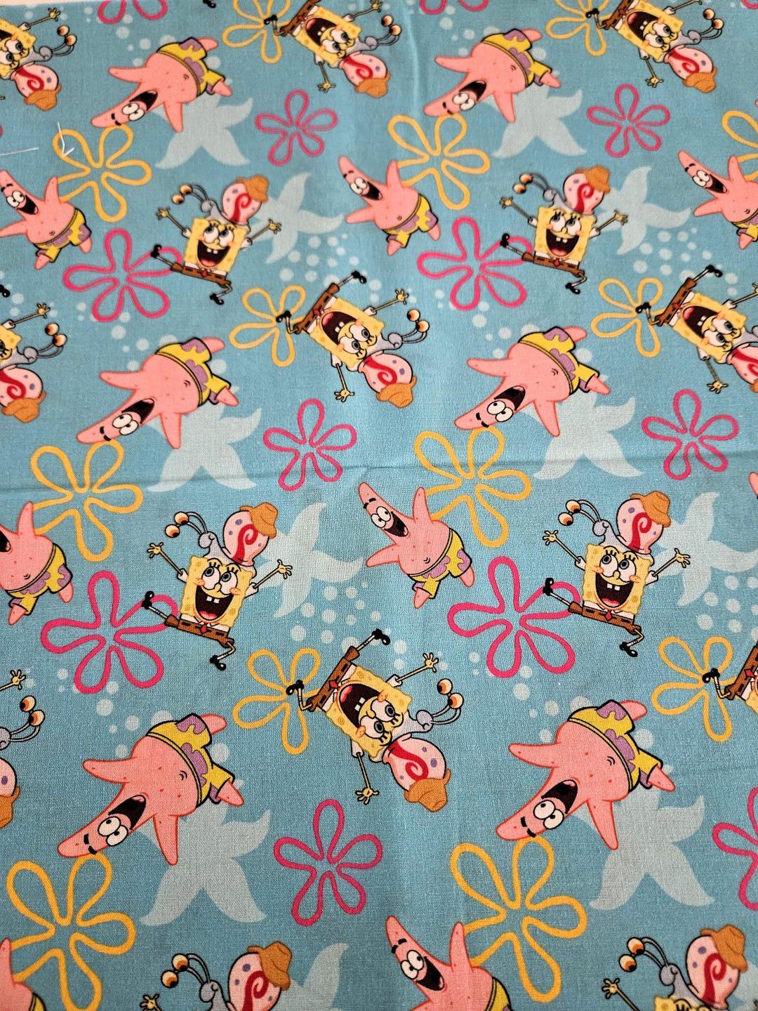 Spongebob on Blue Background Fabric is Priced by the Yard and is 100% ...