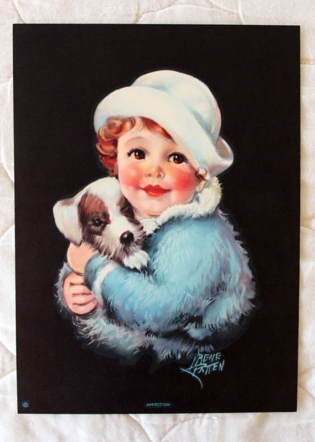 1930's Print Toddler With Puppy by Irene Patten - Vintage Uncirculated ...