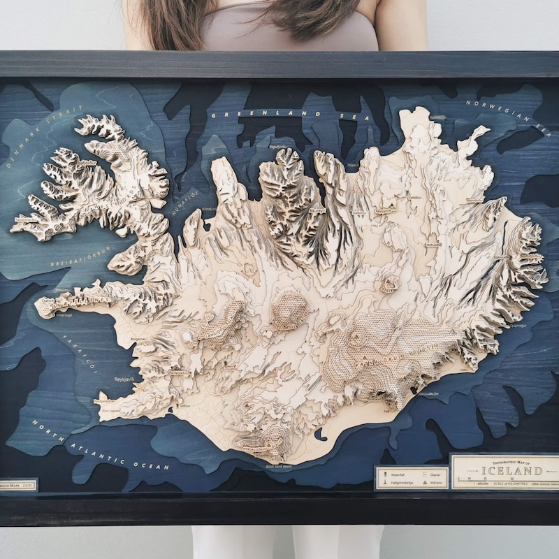 Map of Iceland Volcanos - Etsy UK