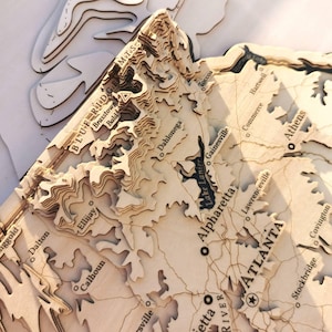 Georgia 3D Carved Wooden Topographic State Map Art Framed USA - Etsy