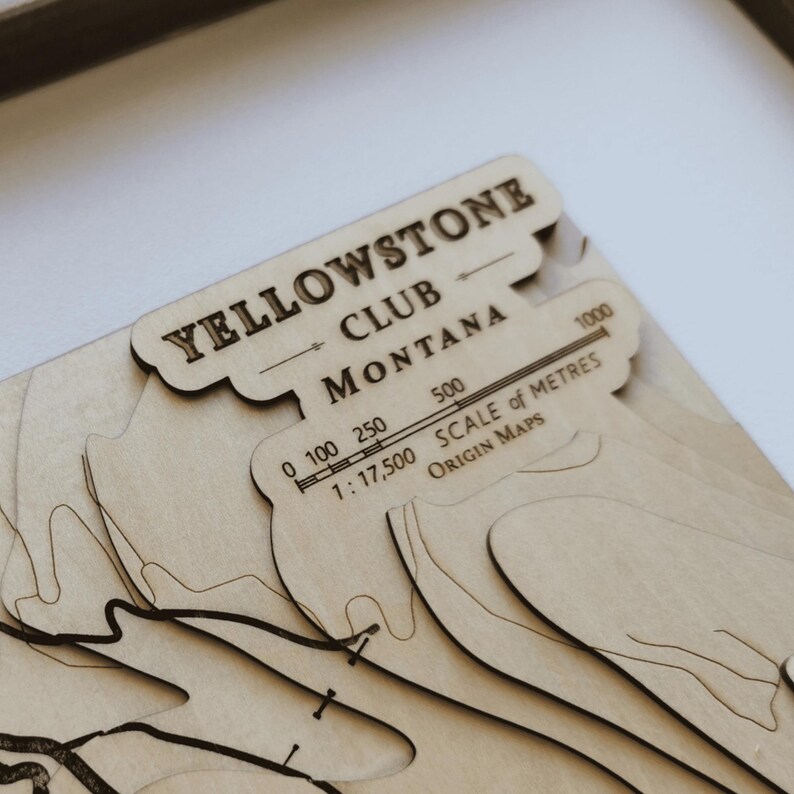 Yellowstone Ski Resort Trail Map | 3D Topographic Wooden Map | Framed ...