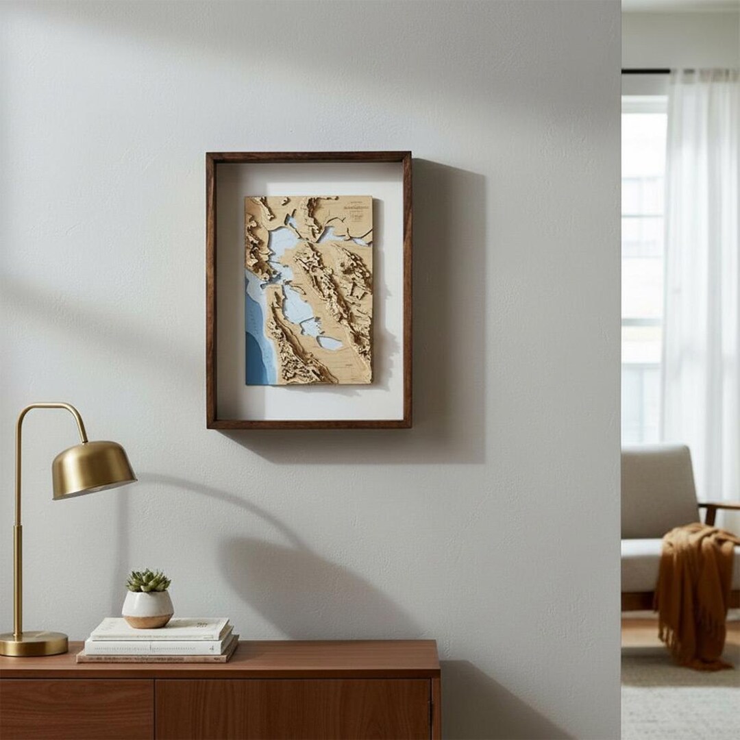 3D Wooden San Francisco Bay Area Contour Map | Topographic Art Gift for ...