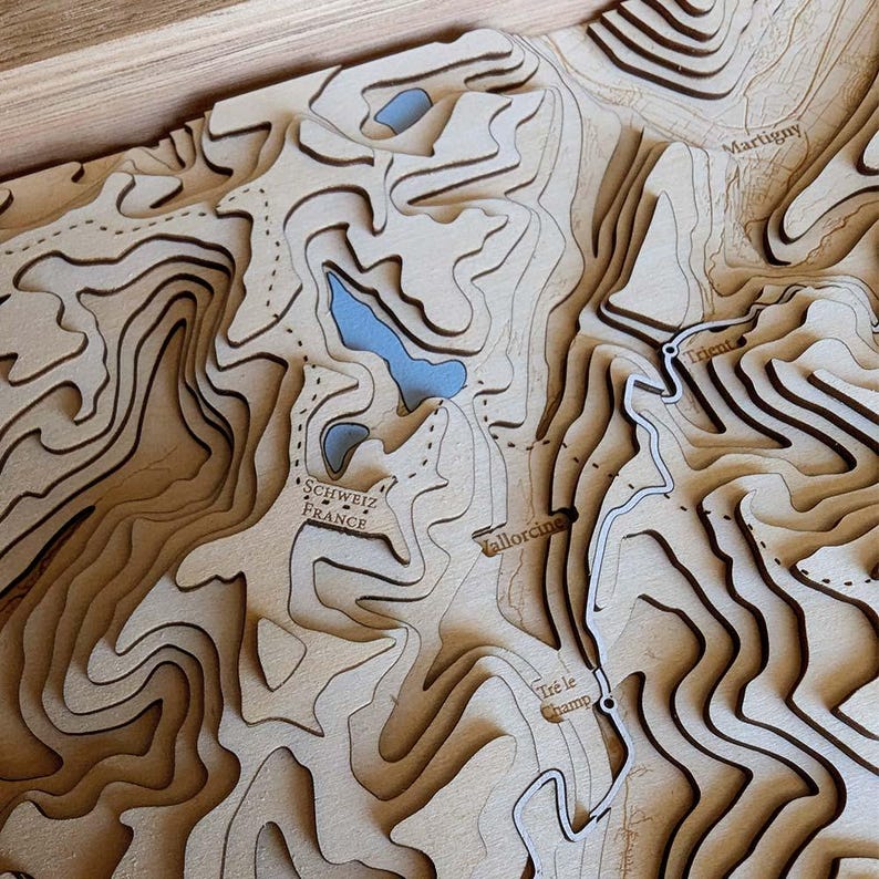 Tour Du Mont Blanc Wooden Map Art | 3D Topographic Hiking Trail | TMB ...