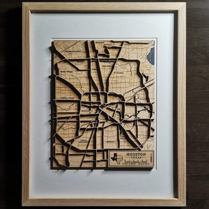 Houston Texas Wooden Framed Bespoke Map Art Unique Gift - Etsy