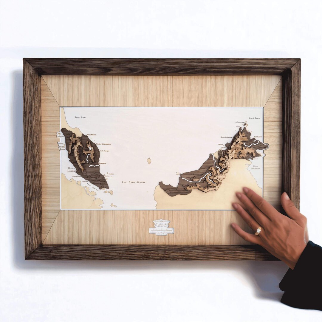 Peta Malaysia | Framed 3D Map Art | National Map of Malaysia - Etsy