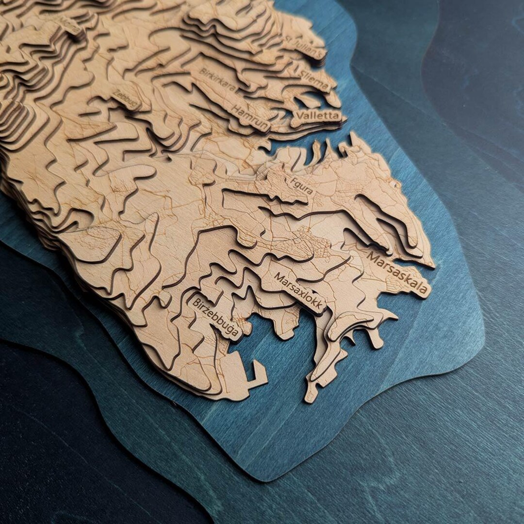 Malta Wooden Relief Map - Commemorative Gift for History Buffs and ...