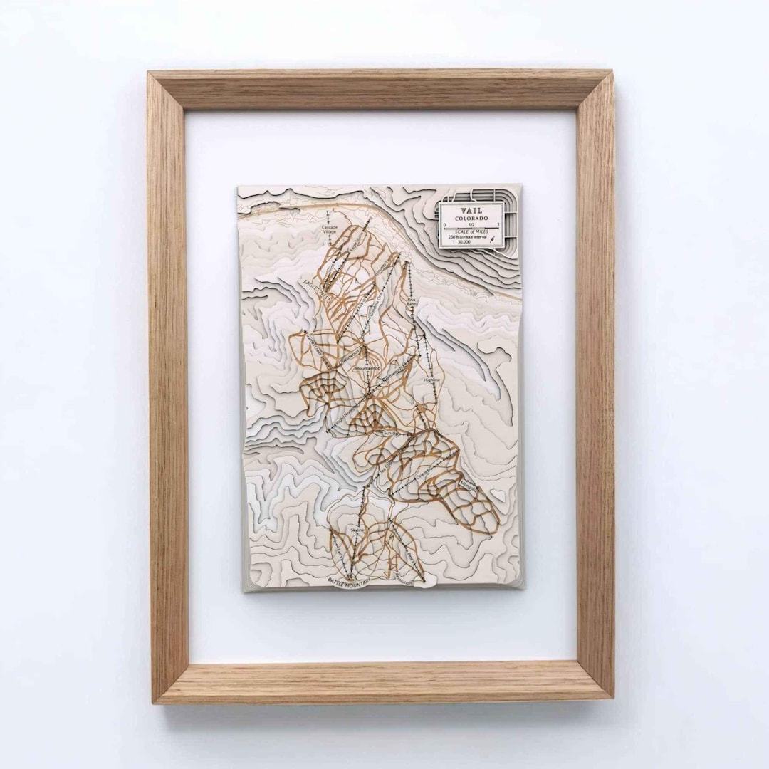 Vail Ski Resort Trail Map 3D Topographic Wooden Map Framed Colorado - Etsy