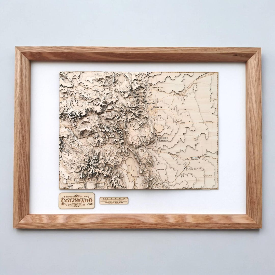 Colorado Landforms in 3D: Wooden Topographic Educational Map - Etsy