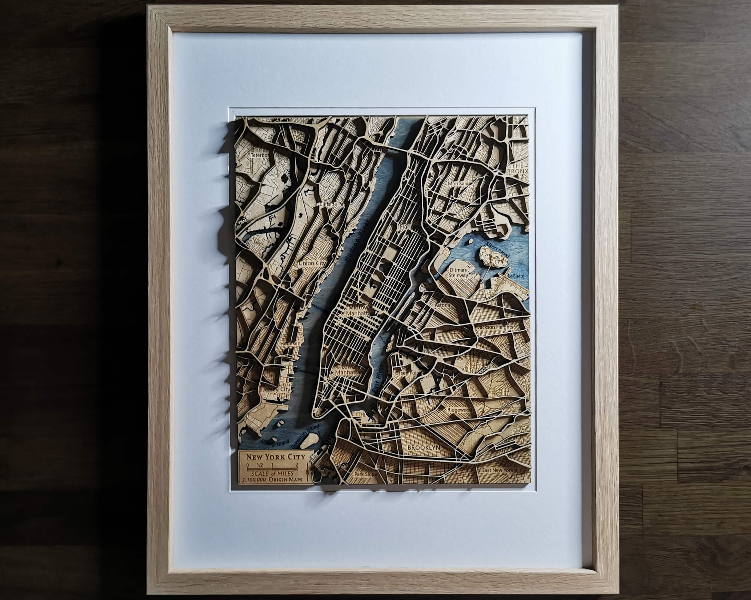 Wooden 3D Map of New York City Framed - Etsy