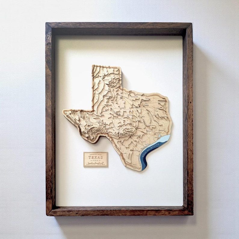 Texas Tectonic Map | 3D Map Art for the Discerning Geologist - Etsy