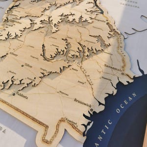 Georgia 3D Carved Wooden Topographic State Map Art Framed USA - Etsy
