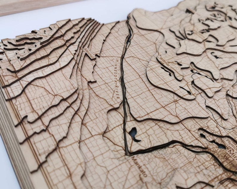 Minnesota State Map Wooden 3D Topographic Wall Art Framed - Etsy