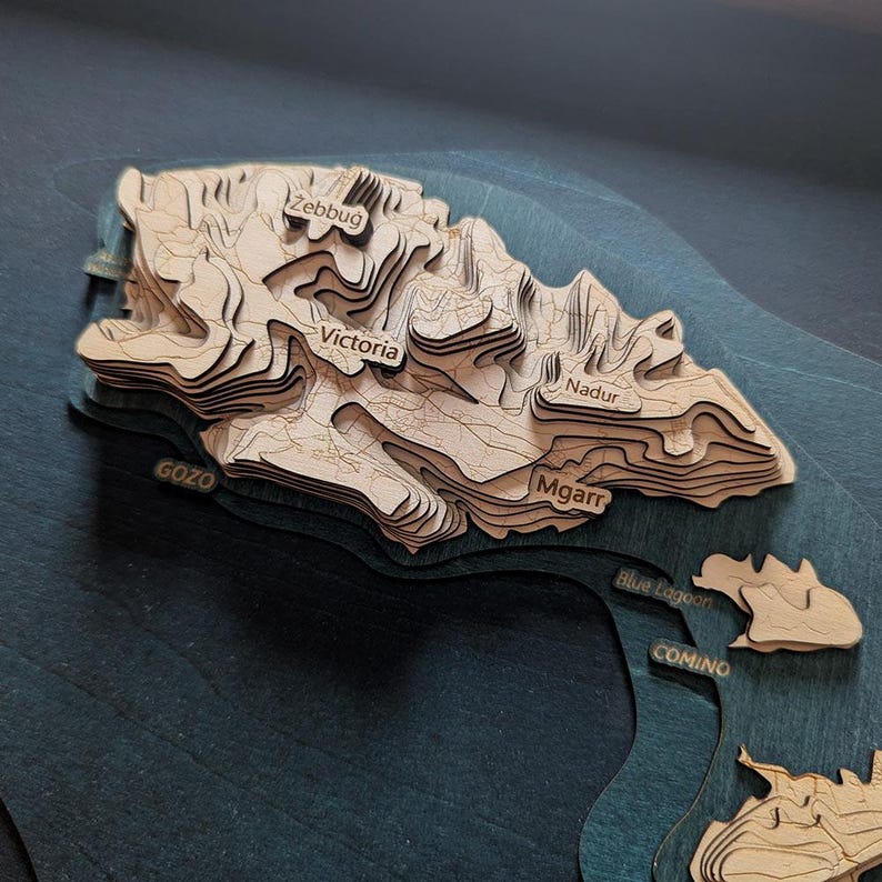Malta Wooden Relief Map - Commemorative Gift for History Buffs and ...