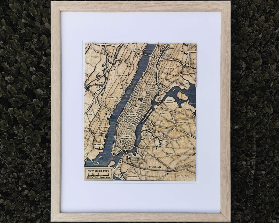 Wooden 3D Map of New York City Framed - Etsy