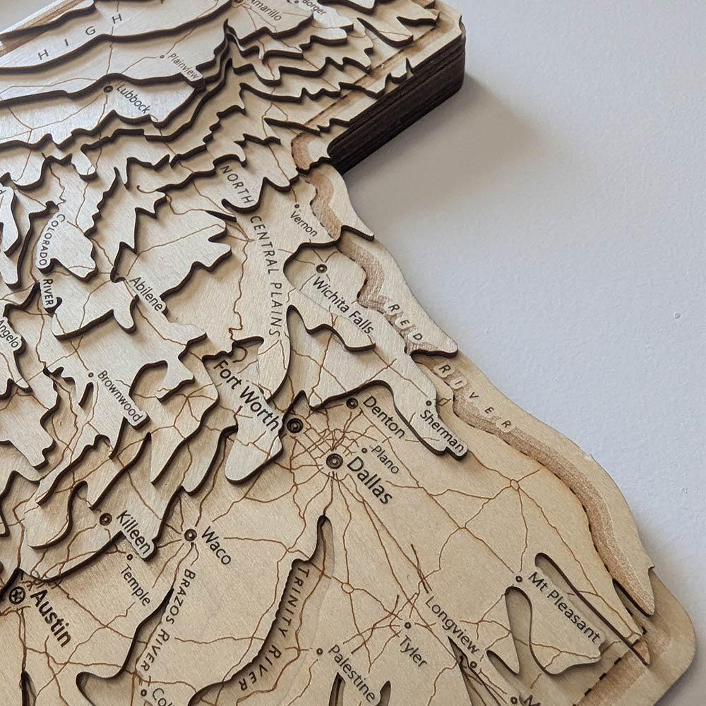 Texas Cycling Map | Elevation Contour Map Art for Mountain Biking ...