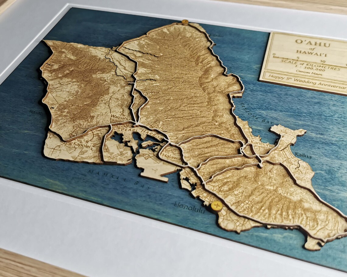 Oahu Hawaii Topographic Map | Etsy