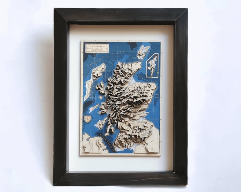 Scotland 3D Wooden Map Framed Gift - Etsy