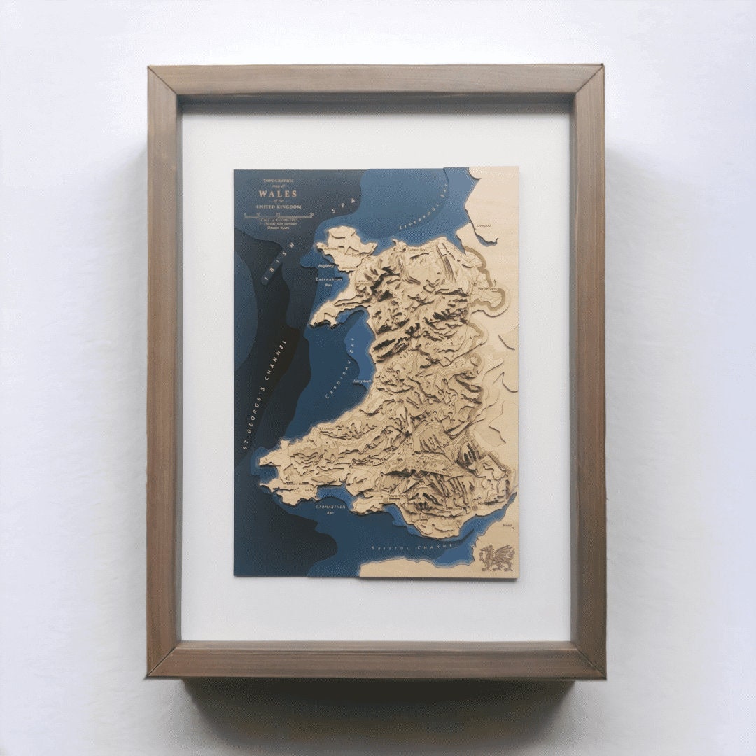 Wales UK Wooden Topographic Contour Map Unique Graduation Gift Alma ...