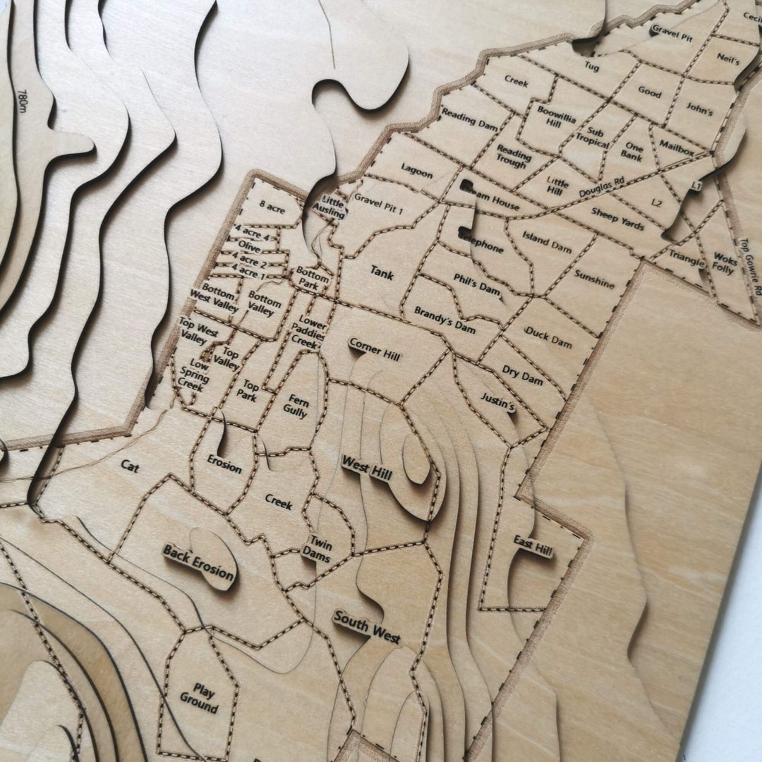 Custom Farm Contour Map Art | Laser Cut Wood Topography - Etsy