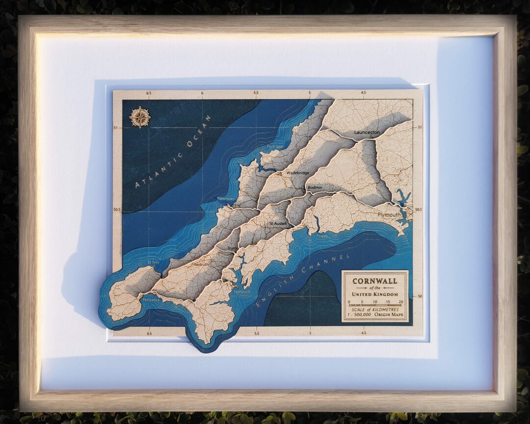 Cornwall UK Map Art Decor Gift - Etsy