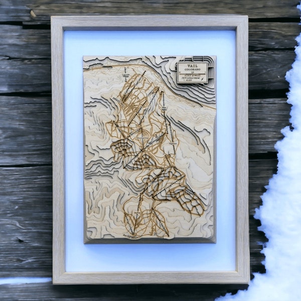 Wooden Topographic Map Ski Area - Etsy