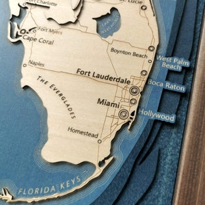Florida Wooden Map Art Gift Unique Topographic Contour 3D State Map - Etsy
