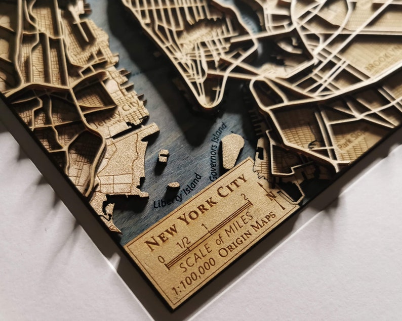 Wooden 3D Map of New York City Framed - Etsy