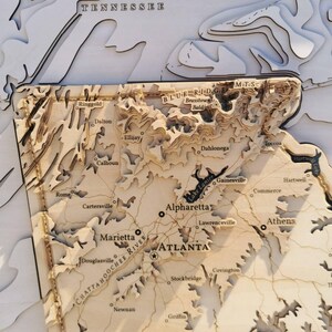 Georgia 3D Carved Wooden Topographic State Map Art Framed USA - Etsy
