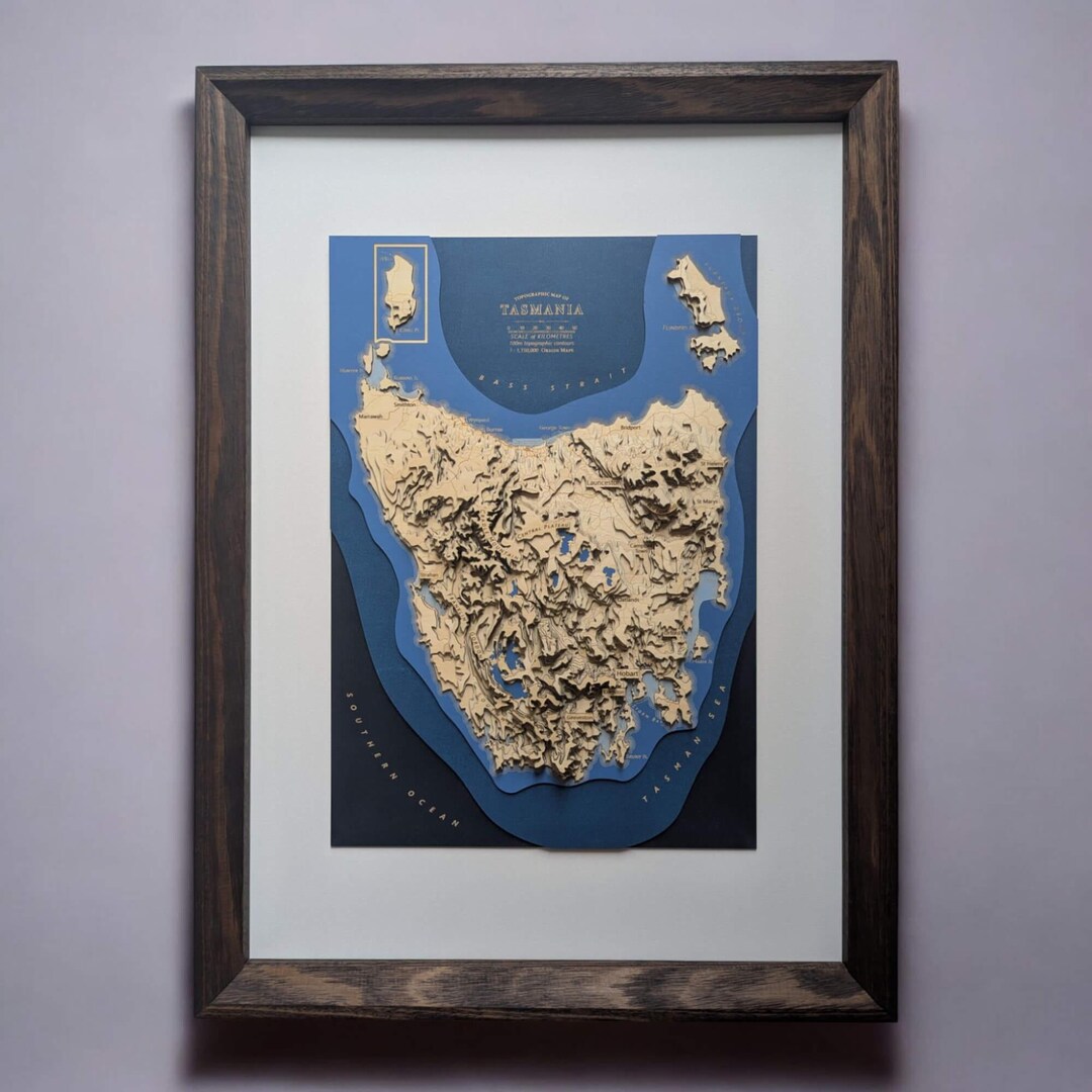 Tasmania Australia Topographic 3D Wooden Contour Map Art Gift - Etsy
